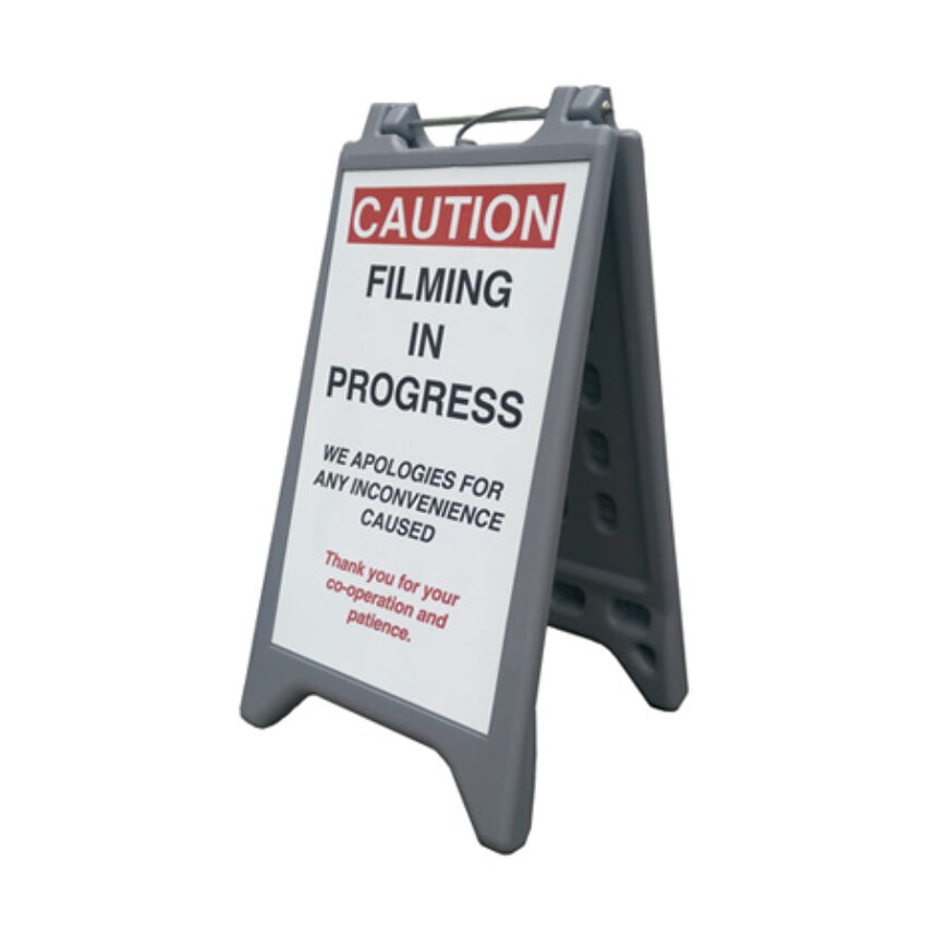 "Caution Filming in Progress" Sign | Get Set Hire UK